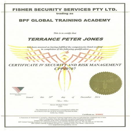Certificate IV - Security Risk Management | PDF