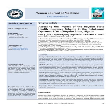 Assessing the Impact of the Bayelsa State Health Insurance Scheme in ...