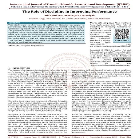 The Role of Discipline in Improving Performance | PDF