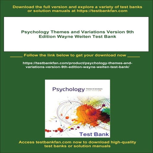 Psychology Themes and Variations Version 9th Edition Wayne Weiten Test ...