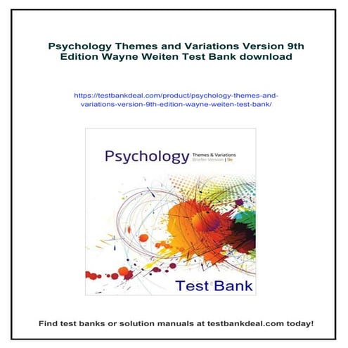 Psychology Themes and Variations Version 9th Edition Wayne Weiten Test ...