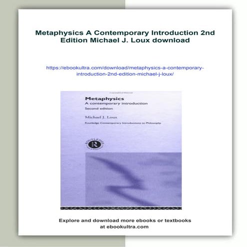 Metaphysics A Contemporary Introduction 2nd Edition Michael J. Loux | PDF