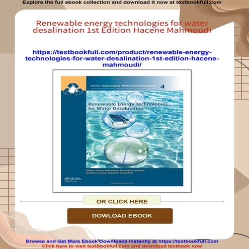 Renewable energy technologies for water desalination 1st Edition Hacene Mahmoudi | PDF