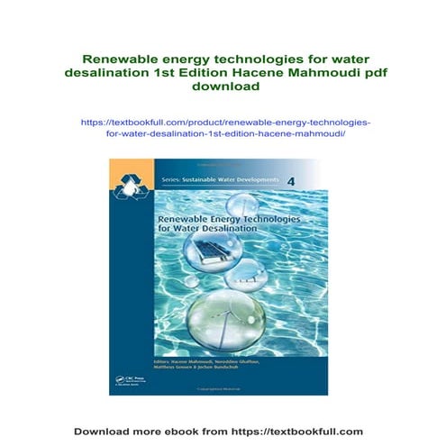 Renewable energy technologies for water desalination 1st Edition Hacene Mahmoudi | PDF