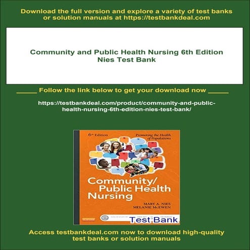 Community and Public Health Nursing 6th Edition Nies Test Bank | PDF