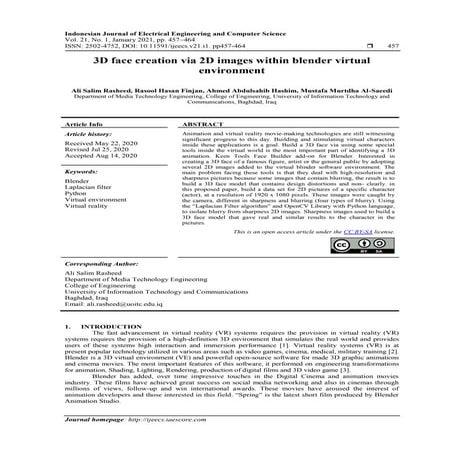 3D face creation via 2D images within blender virtual environment | PDF