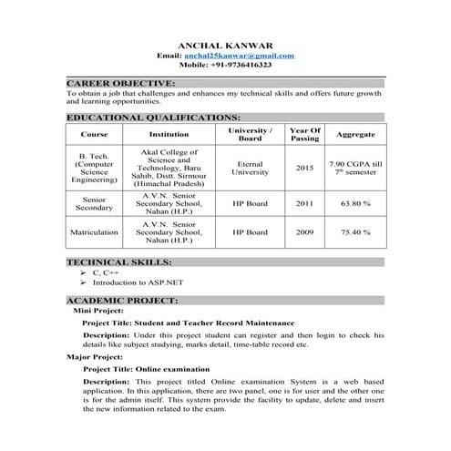 Anchal Resume new | DOC