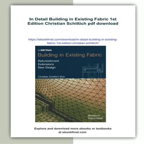 In Detail Building in Existing Fabric 1st Edition Christian Schittich | PDF