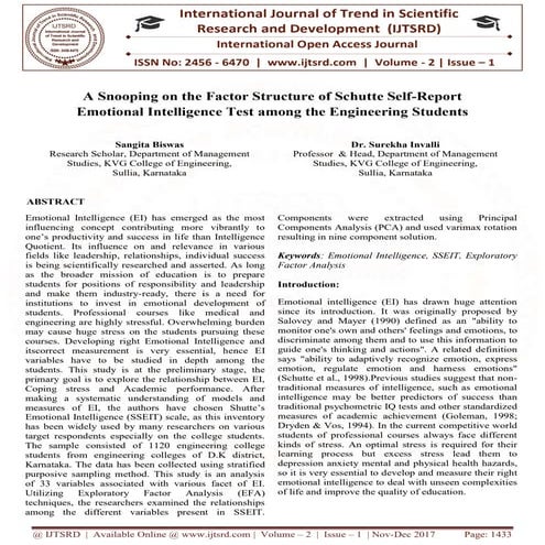 A Snooping on the Factor Structure of Schutte Self-Report Emotional ...