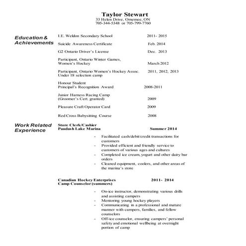 Taylor Stewart Resume 2015 | DOCX