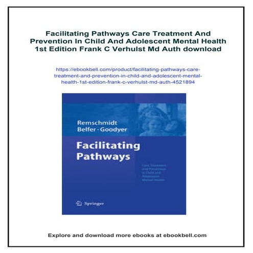 Facilitating Pathways Care Treatment And Prevention In Child And Adolescent Mental Health 1st ...