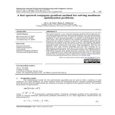 A Fast Spectral Conjugate Gradient Method For Solving Nonlinear Optimization Problems Pdf