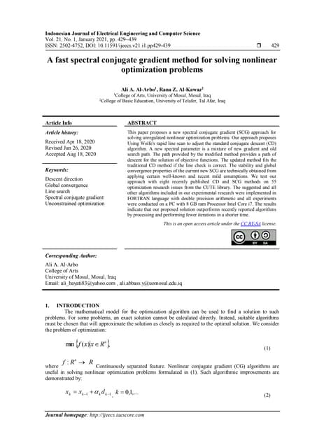 A Fast Spectral Conjugate Gradient Method For Solving Nonlinear Optimization Problems Pdf