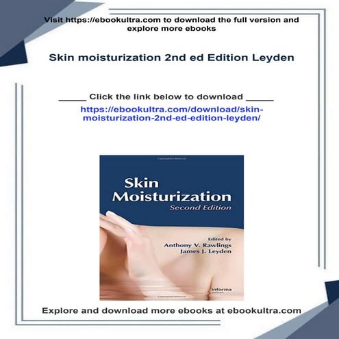 Skin moisturization 2nd ed Edition Leyden | PDF