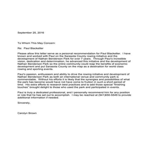 Robinson Reference Letter | PDF