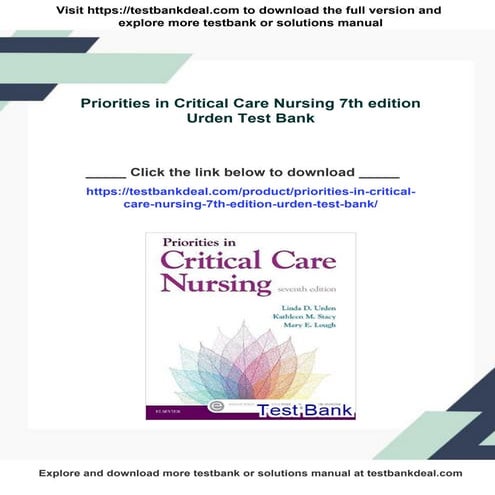 Priorities in Critical Care Nursing 7th edition Urden Test Bank | PDF