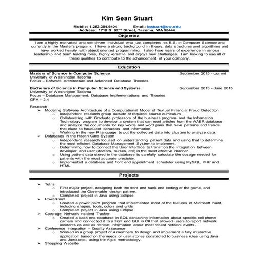 Resume for Kim Stuart | DOCX