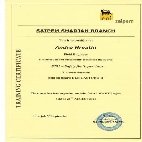 Andro Cert-Safety for Supevisors | PDF