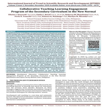 Collaborative Teaching Learning Engagement Program of the Secondary ...