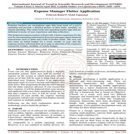 Expense Manager Flutter Application | PDF