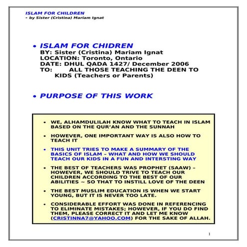 Islam For Children | PDF