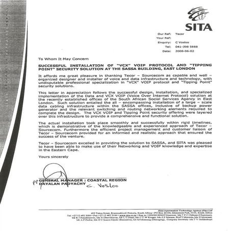SITA Commendation Letter | PDF
