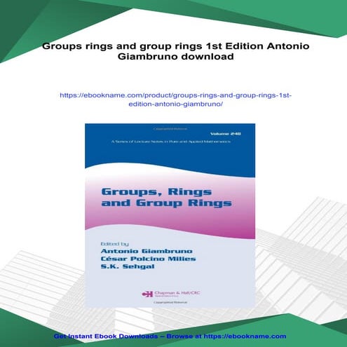 Groups rings and group rings 1st Edition Antonio Giambruno | PDF
