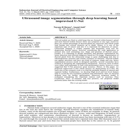 Ultrasound image segmentation through deep learning based improvised U ...