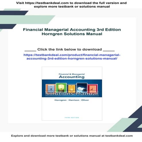 Financial Managerial Accounting 3rd Edition Horngren Solutions Manual | PDF
