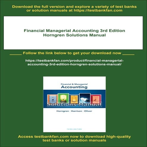 Financial Managerial Accounting 3rd Edition Horngren Solutions Manual | PDF