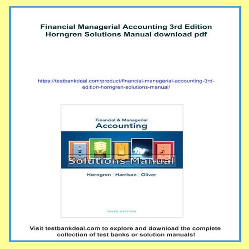 Financial Managerial Accounting 3rd Edition Horngren Solutions Manual | PDF
