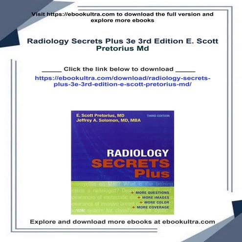 Radiology Secrets Plus 3e 3rd Edition E. Scott Pretorius Md | PDF