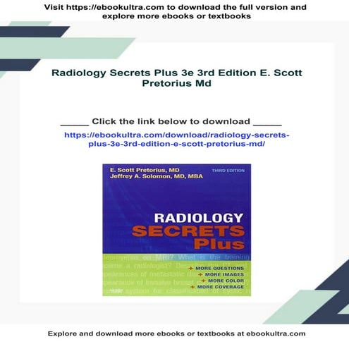 Radiology Secrets Plus 3e 3rd Edition E. Scott Pretorius Md | PDF