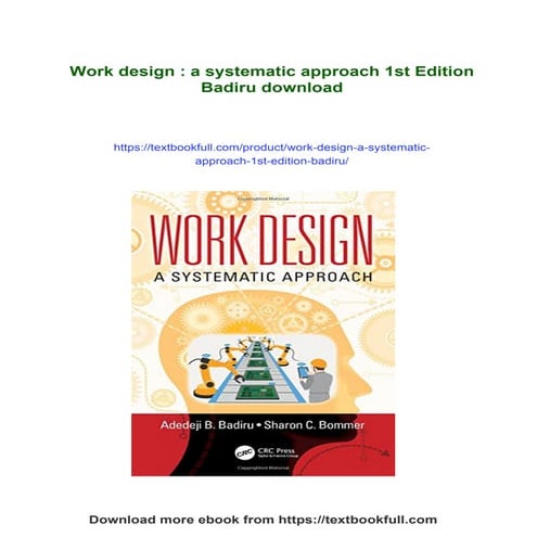 Work design : a systematic approach 1st Edition Badiru | PDF