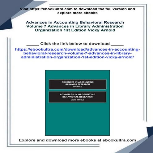 Advances in Accounting Behavioral Research Volume 7 Advances in Library ...