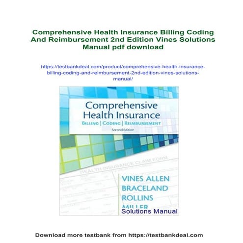 Comprehensive Health Insurance Billing Coding And Reimbursement 2nd Edition Vines Solutions ...