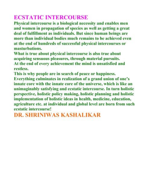 Stress & ecstatic intercourse | PPSX