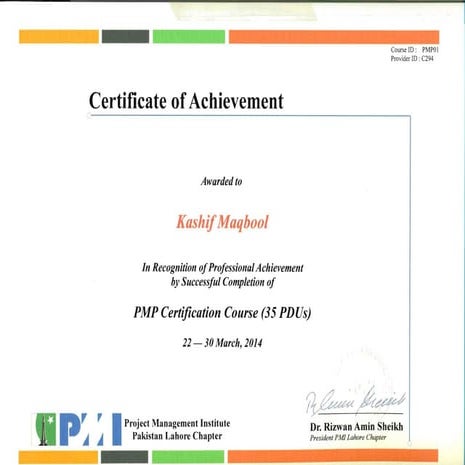 PMP Certificate | PDF