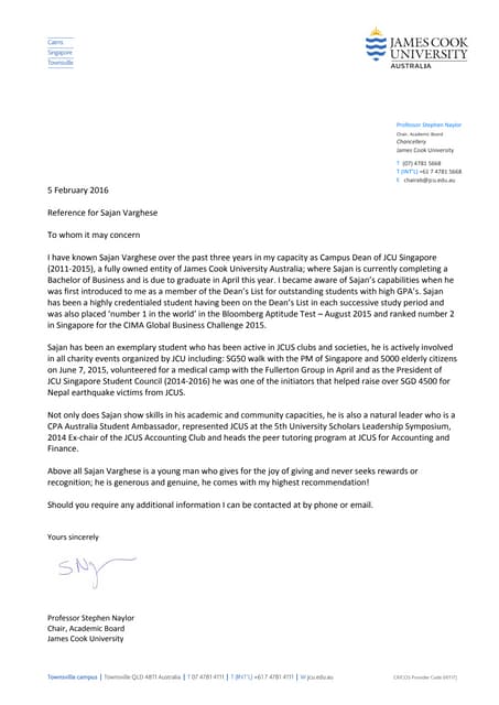 Reference Letter from Lucas Lam, CPA Australia | PDF