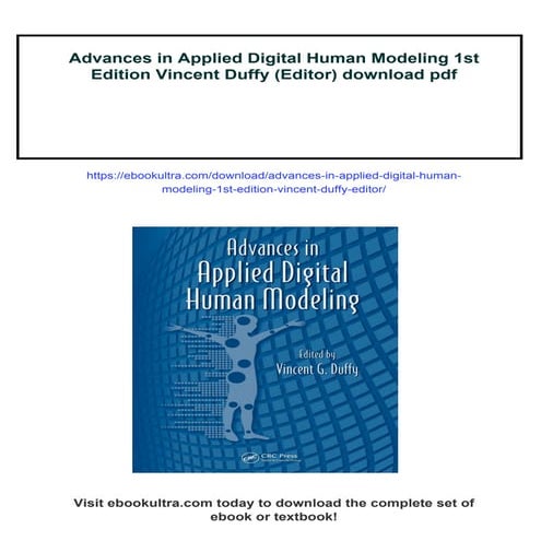 Advances in Applied Digital Human Modeling 1st Edition Vincent Duffy ...