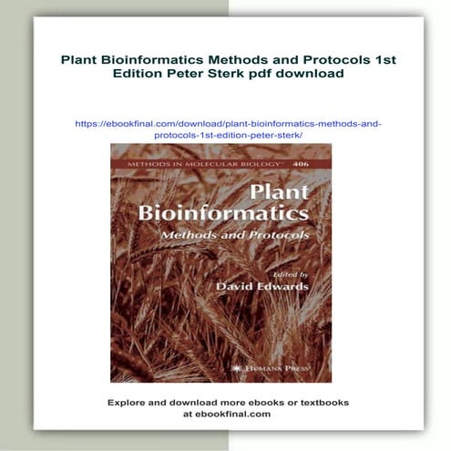 Plant Bioinformatics Methods and Protocols 1st Edition Peter Sterk | PDF
