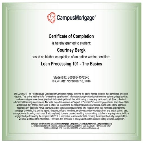 Loan Processing 101 Certification | PPT