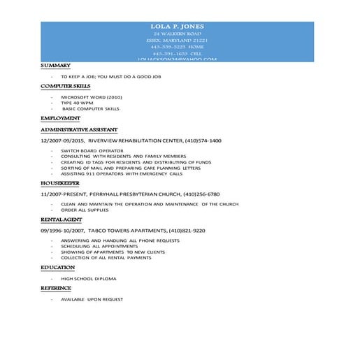 LOLA JONES RESUME | DOCX