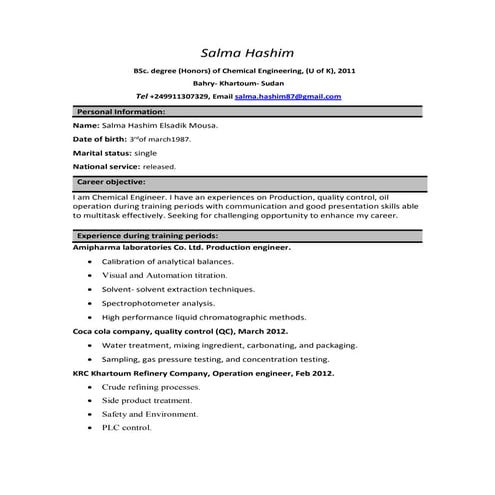 Salma Hashim CV | PDF