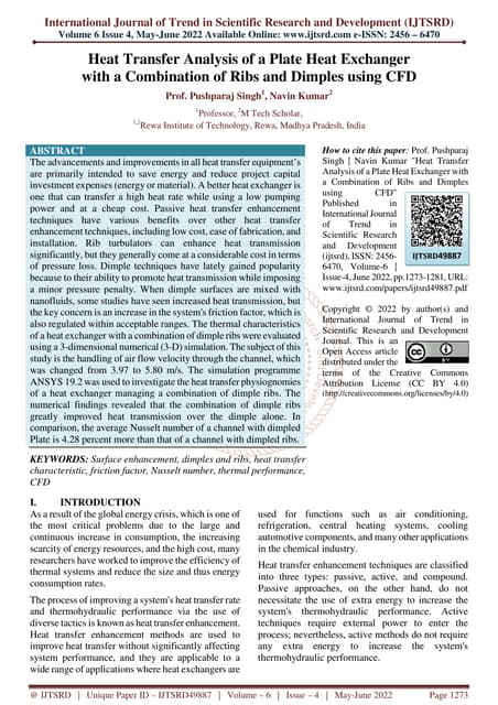 "Enhanced Heat Transfer Performance in Shell and Tube Heat Exchangers ...