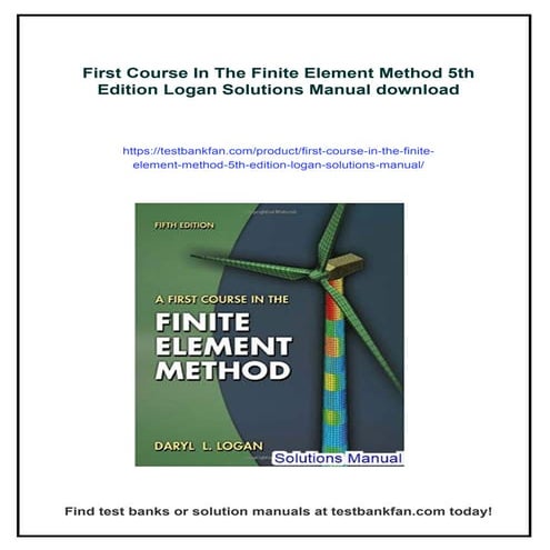 First Course In The Finite Element Method 5th Edition Logan Solutions Manual | PDF