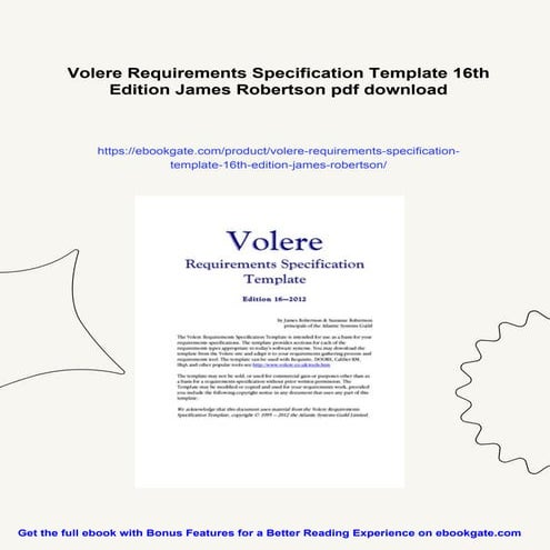 Volere Requirements Specification Template 16th Edition James Robertson | PDF
