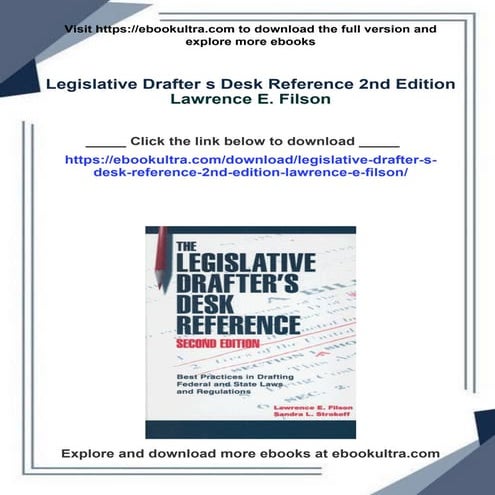 Legislative Drafter s Desk Reference 2nd Edition Lawrence E. Filson | PDF
