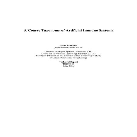 22946884 a-coarse-taxonomy-of-artificial-immune-systems | PDF