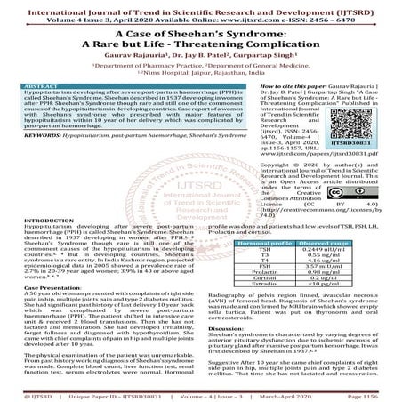 A Case of Sheehan’s Syndrome: A Rare but Life - Threatening ...